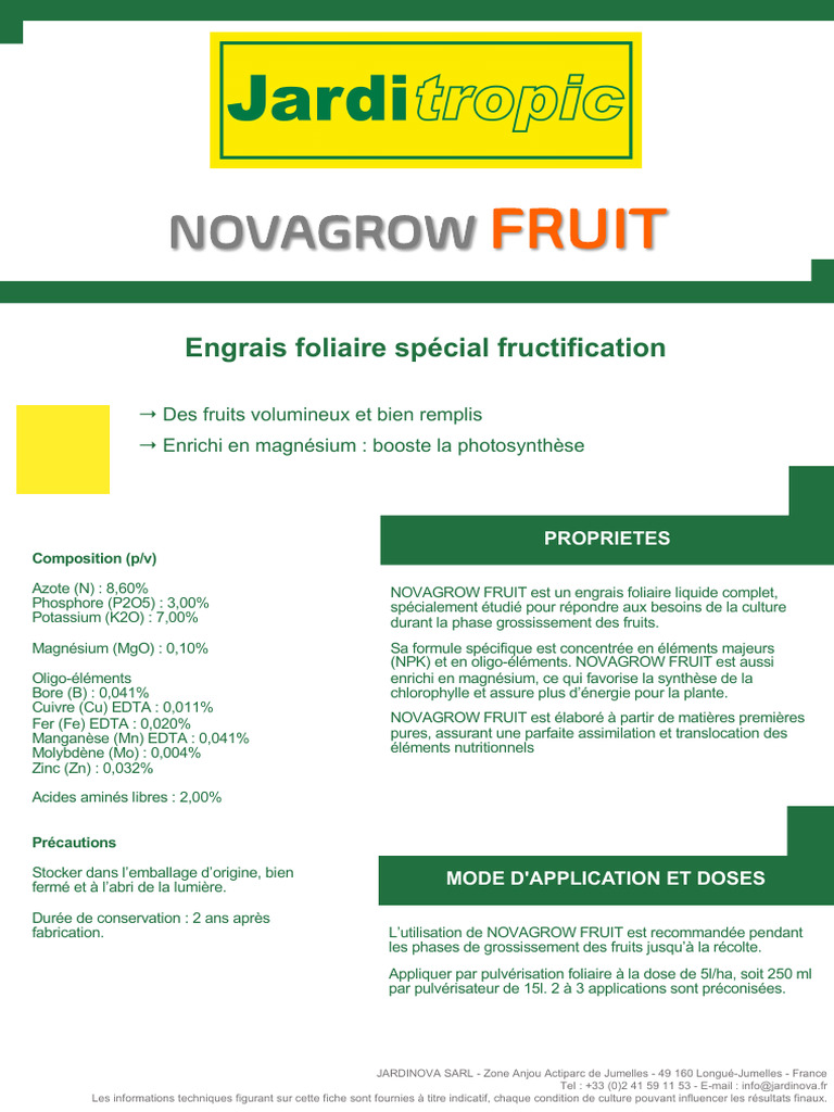 Tds FR Jarditropic Novagrow Fruit | PDF