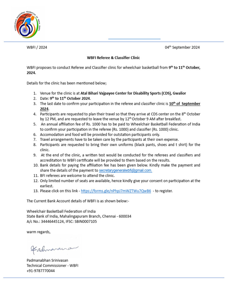 WBFI Referee & Classifier Clinic | PDF