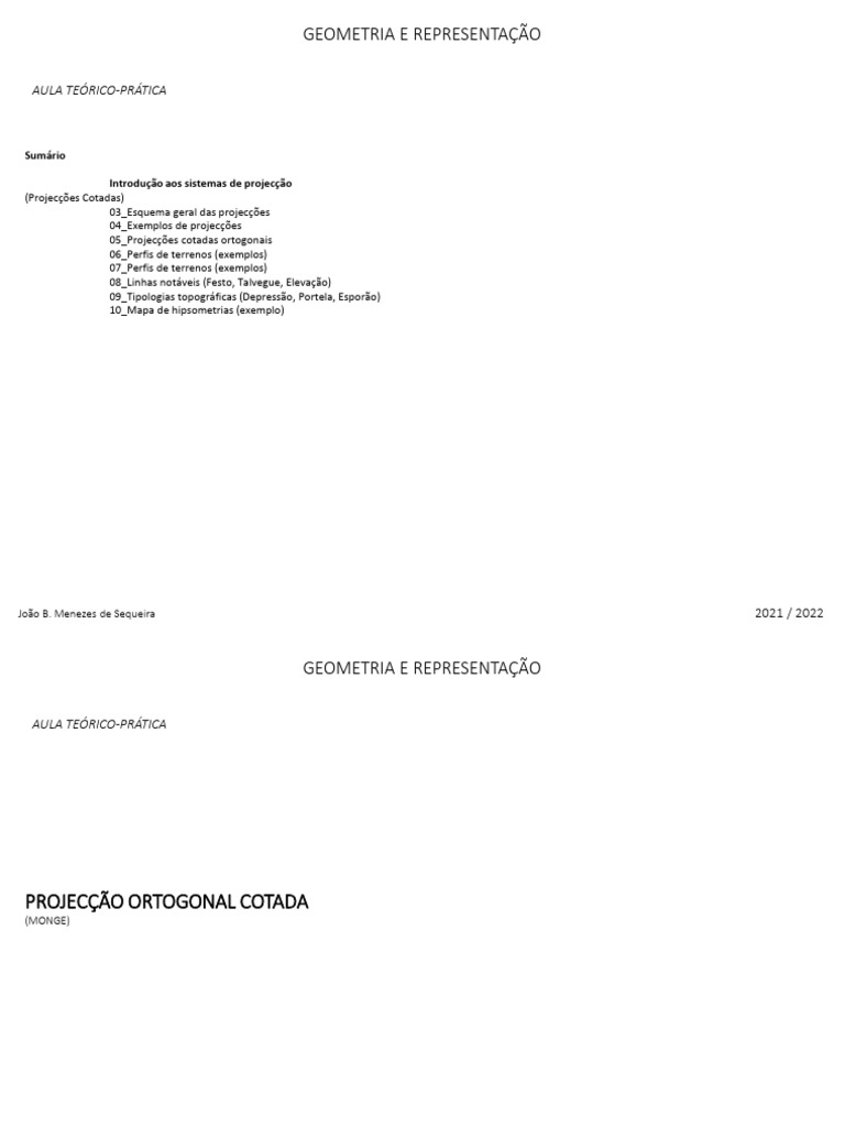 Aula 9 - Geometria - Projecções Cotadas | PDF