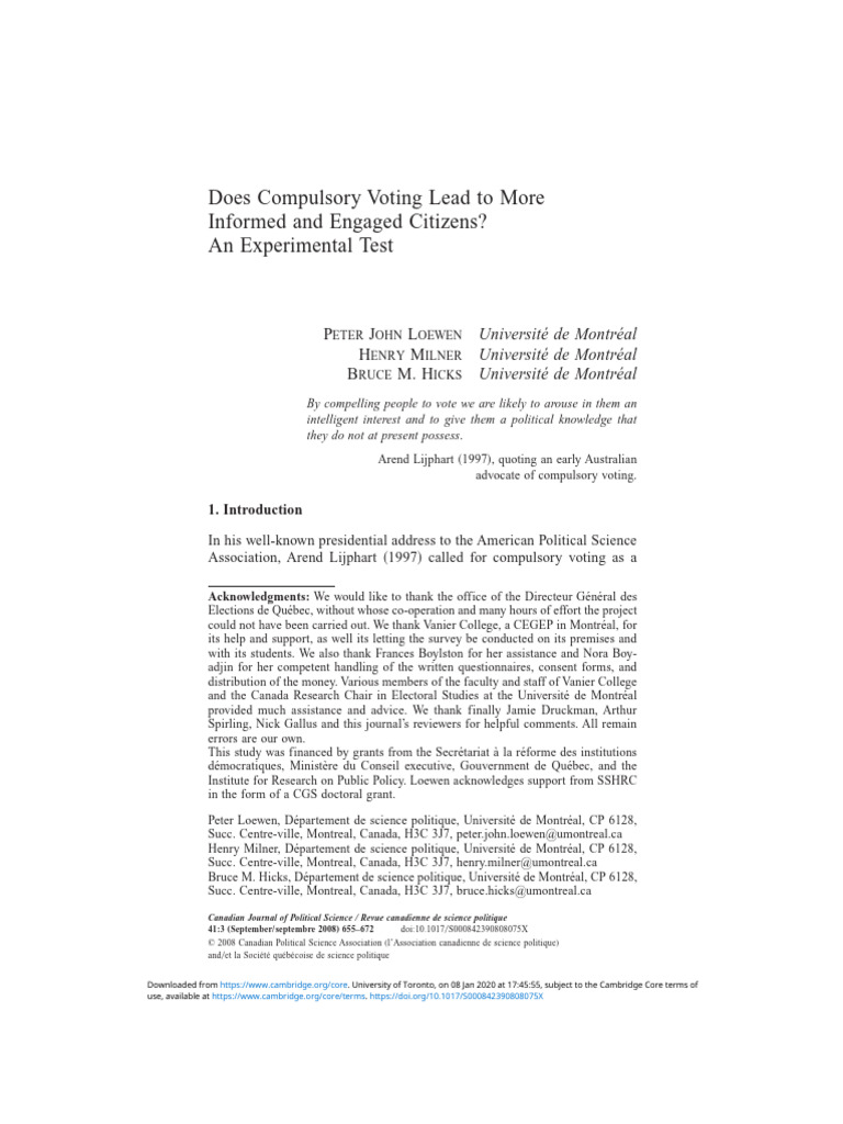 CJPS-Compulsory Voting | PDF