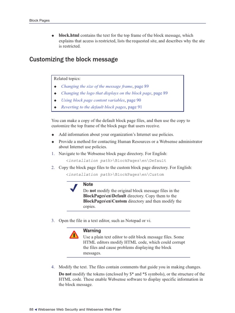 Customizing Block Pages | PDF | World Wide Web | Internet & Web