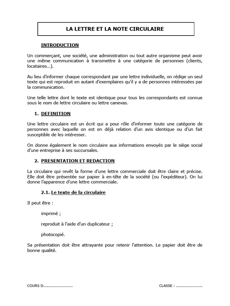 5.1 - La Lettre Et La Note Circulaire | PDF