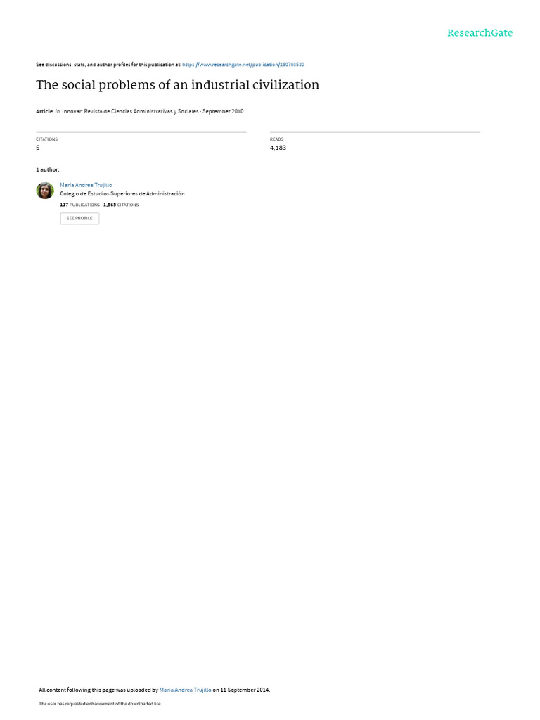 The Social Problems of An Industrial Civilization | PDF