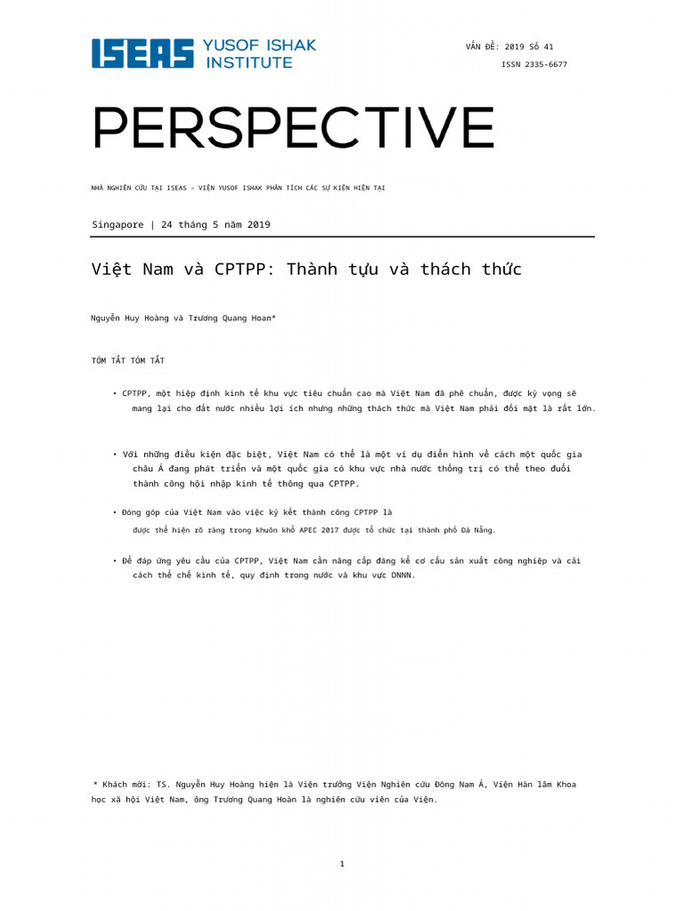 Vietnam and The CPTPP - Achievements and Challenges | PDF