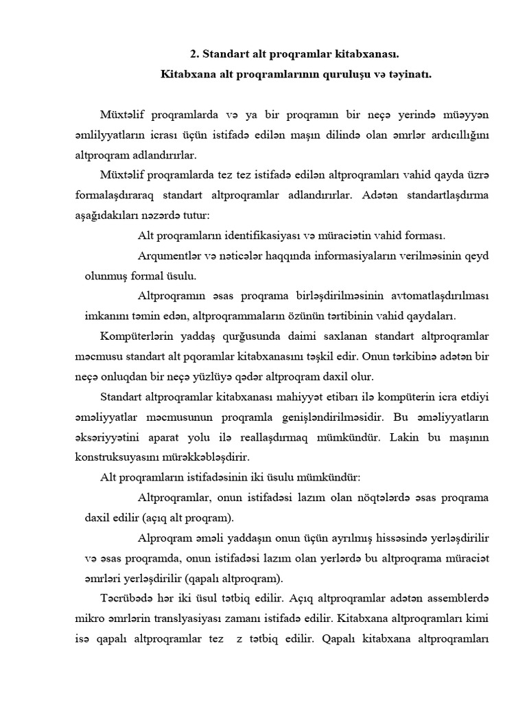 2standart Alt Proqramlar Kitabxanası | PDF