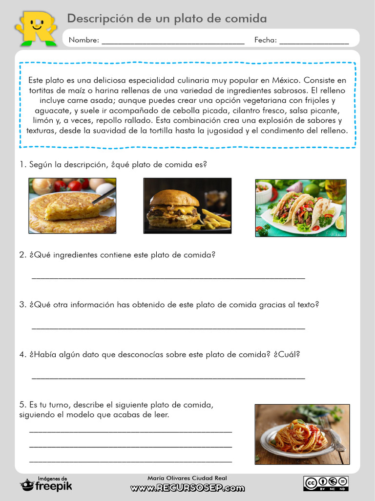 Descripcion de Un Plato de Comida | PDF