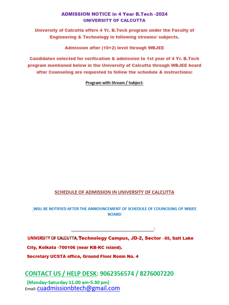 Admission Notice | PDF