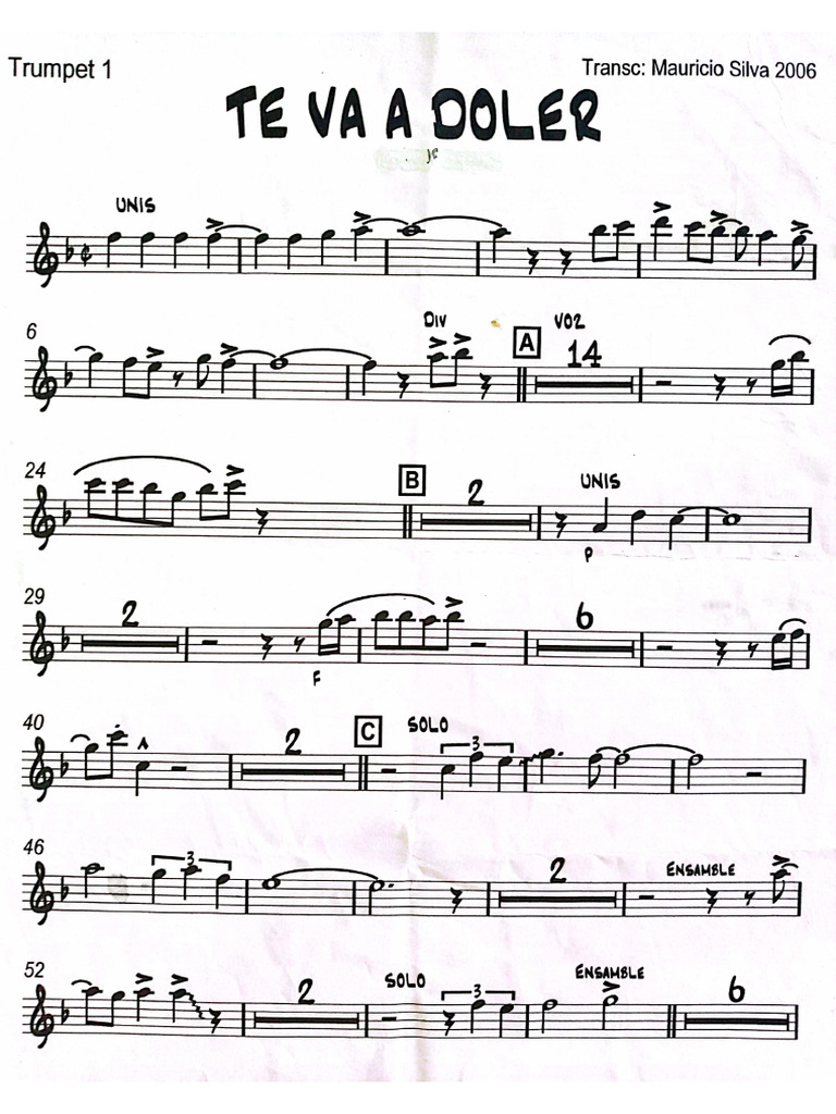 Te Va A Doler Trompeta 1 | PDF