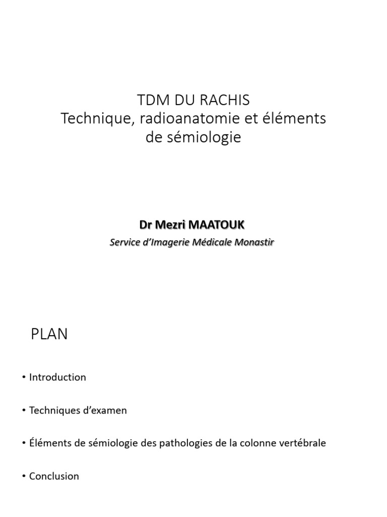 TDM Du Rachis | PDF