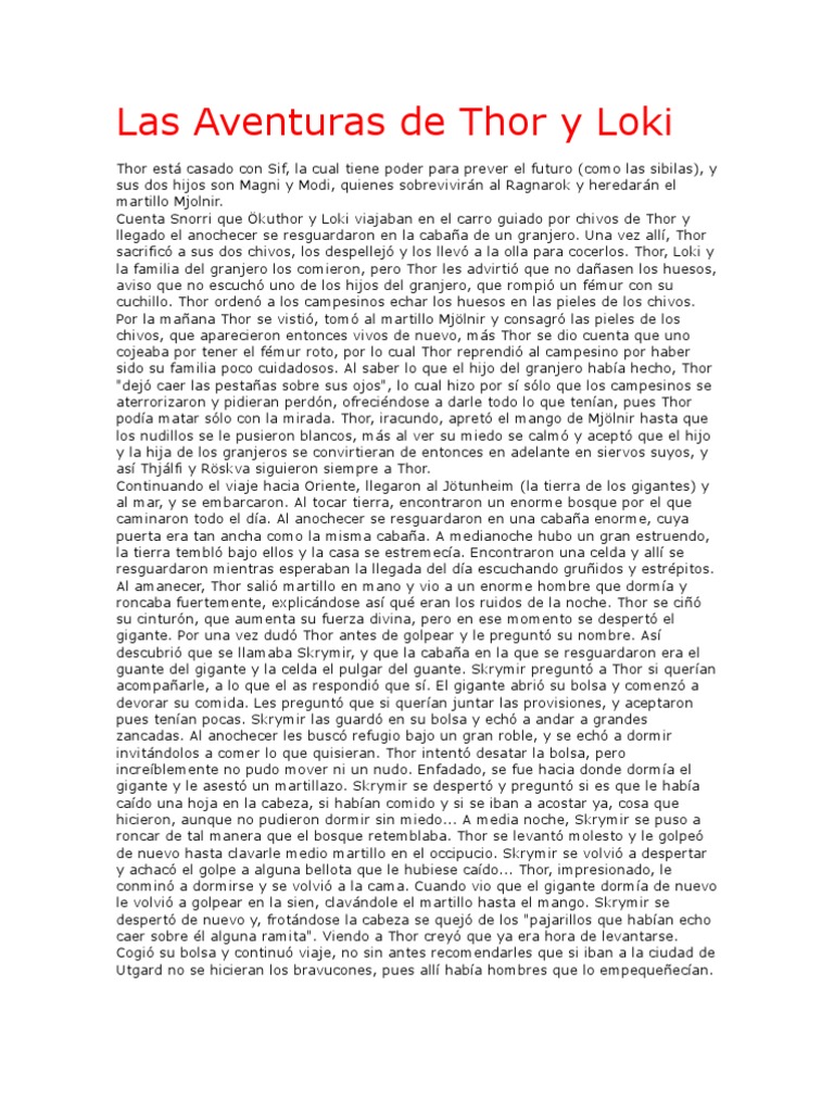 Las Aventuras de Thor y Loki | PDF | Loki | Mitología nórdica