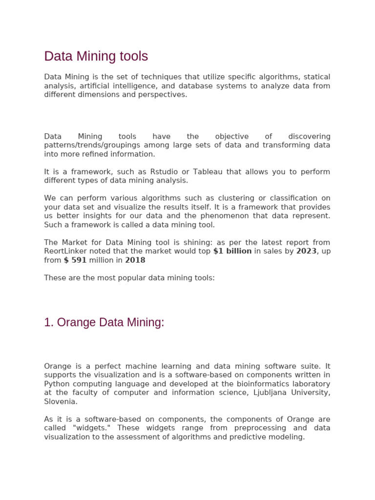 Data Mining Tools | PDF