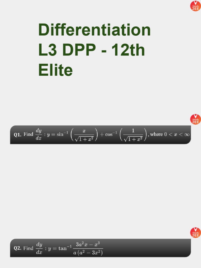 Differentiation L3 DPP - 12th Elite | PDF