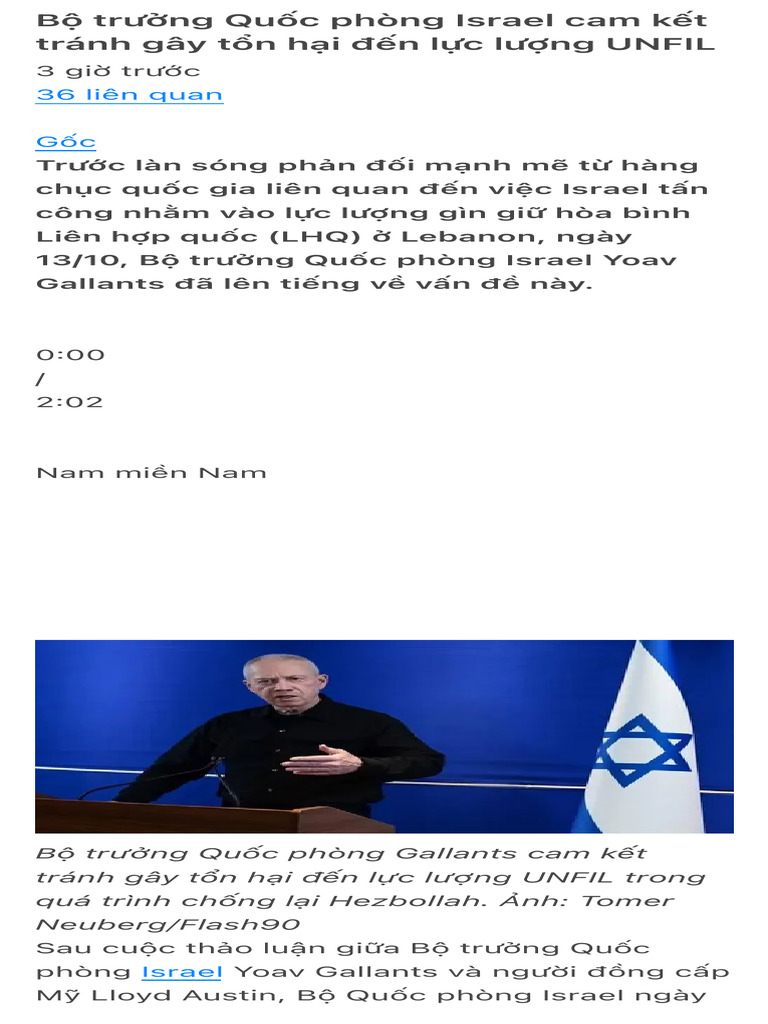 Bộ Trưởng Quốc Phòng Israel Cam Kết Tránh Gây Tổn Hại Đến Lực Lượng | PDF