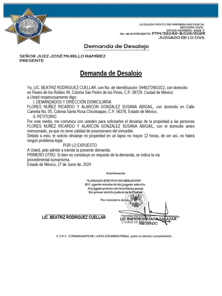 Orden de Desalojo | PDF