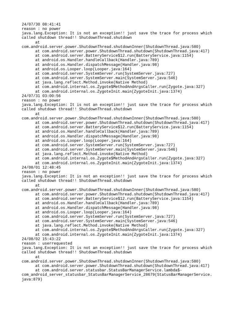 Power Off Reset Reason | PDF