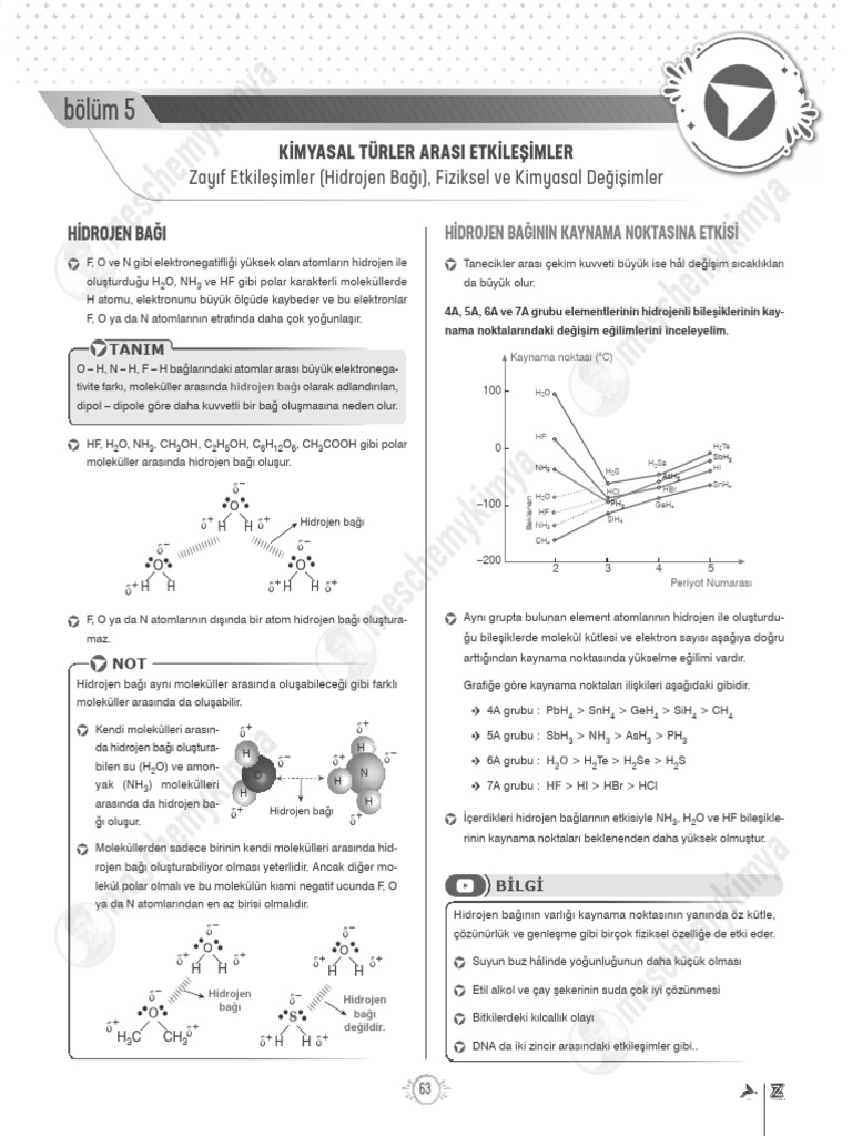 9.sinif Tyt Kimya Kimyasal Turler Arasi Etkilesimler 5 Konu Anlatimi | PDF