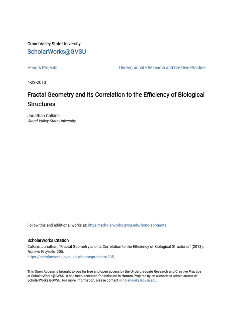 Fractal Geometry and its Correlation to the Efficiency of Biologi | PDF
