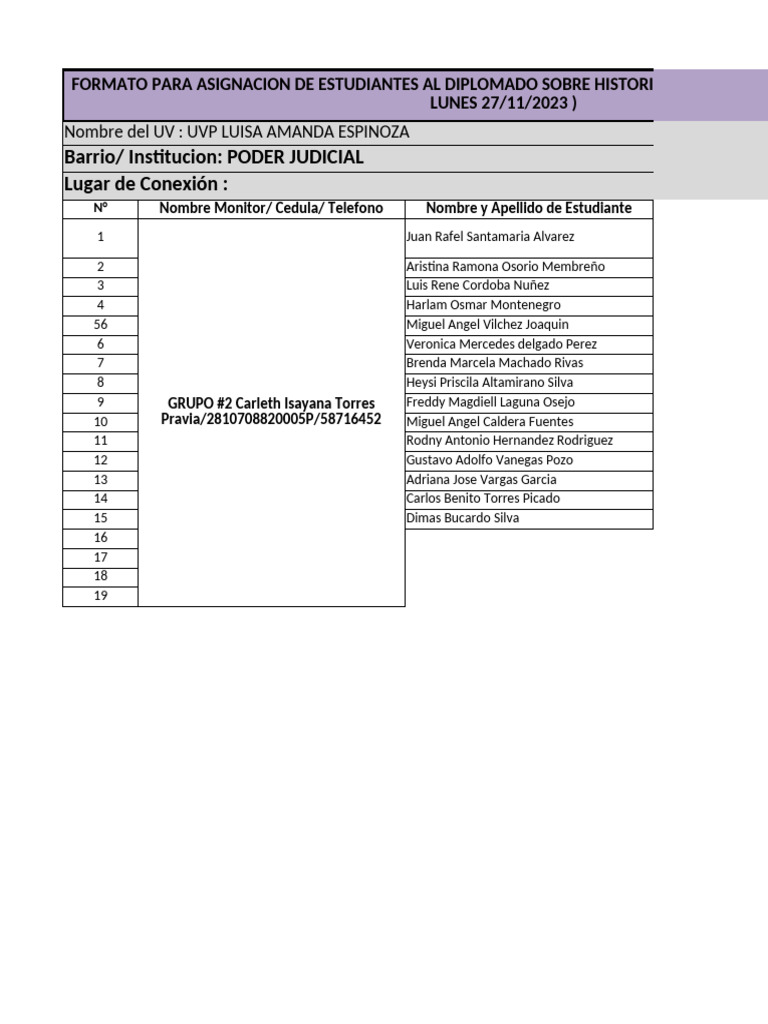 Formato de Notas Grupo 2 Diplomado - 27!11!2023 | PDF