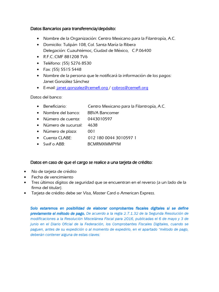 Datos bancarios Mexico 2016 | PDF