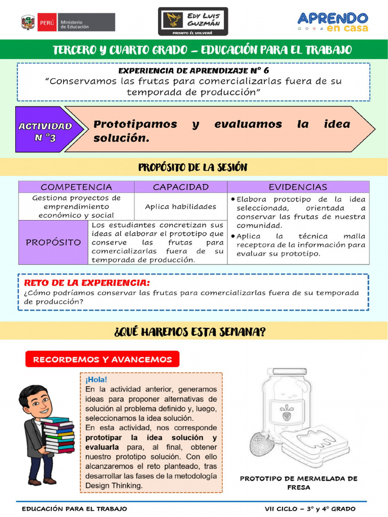 VI EXPERIENCIA DE APRENDIZAJE - ACT 3 - 3° y 4° GRADO EPT ... - Desbloqueado | PDF