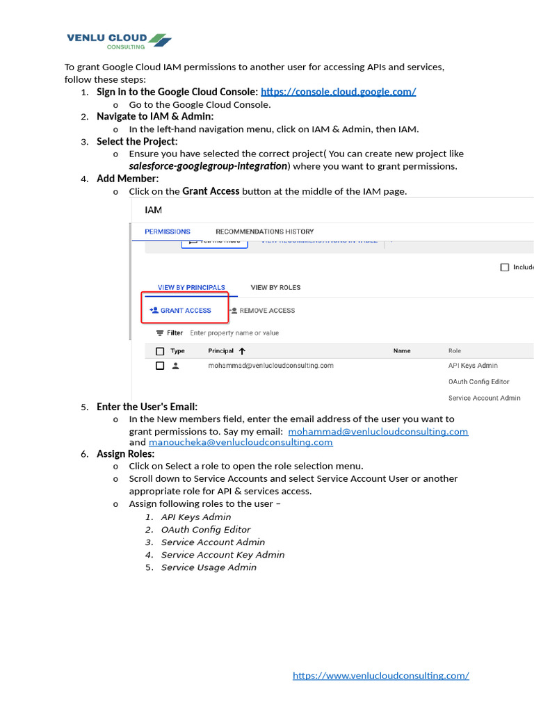 Google Cloud IAM Permissions To Another User For Accessing APIs and ...