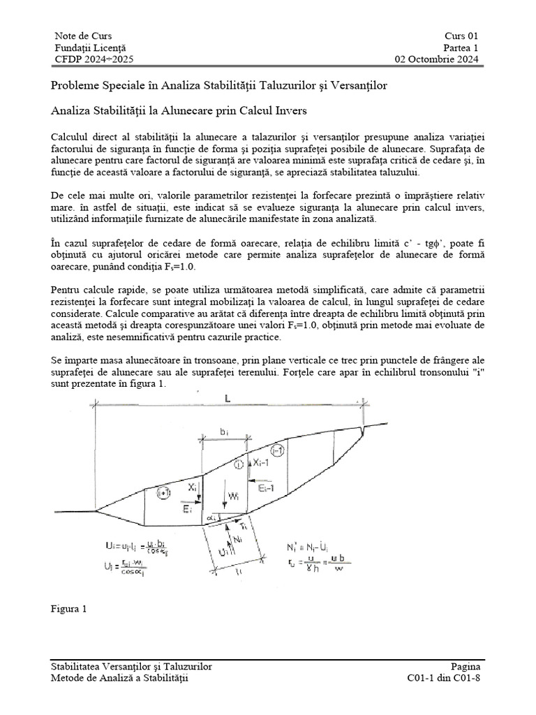 C01 02.10.2024 Fundatii CFDP UTCB Metode de Analiza A Stabilitatii Partea 1 | PDF