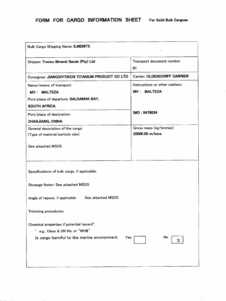 Shippers Declaration | PDF