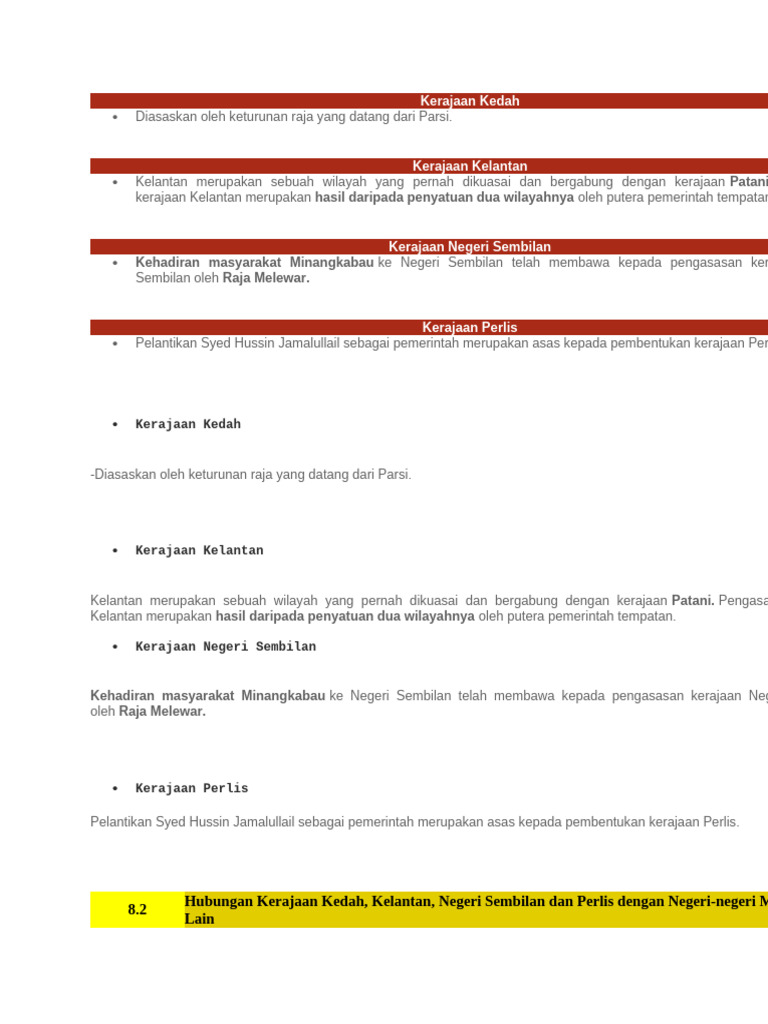 Sejarah Form2, Bab8 | PDF