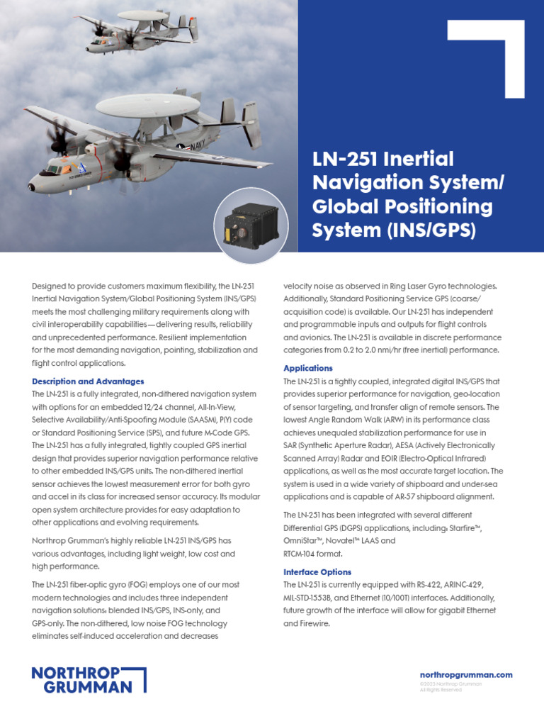 LN 251 Inertial Navigation System Global Positioning System Datasheet 1 | PDF | Inertial ...