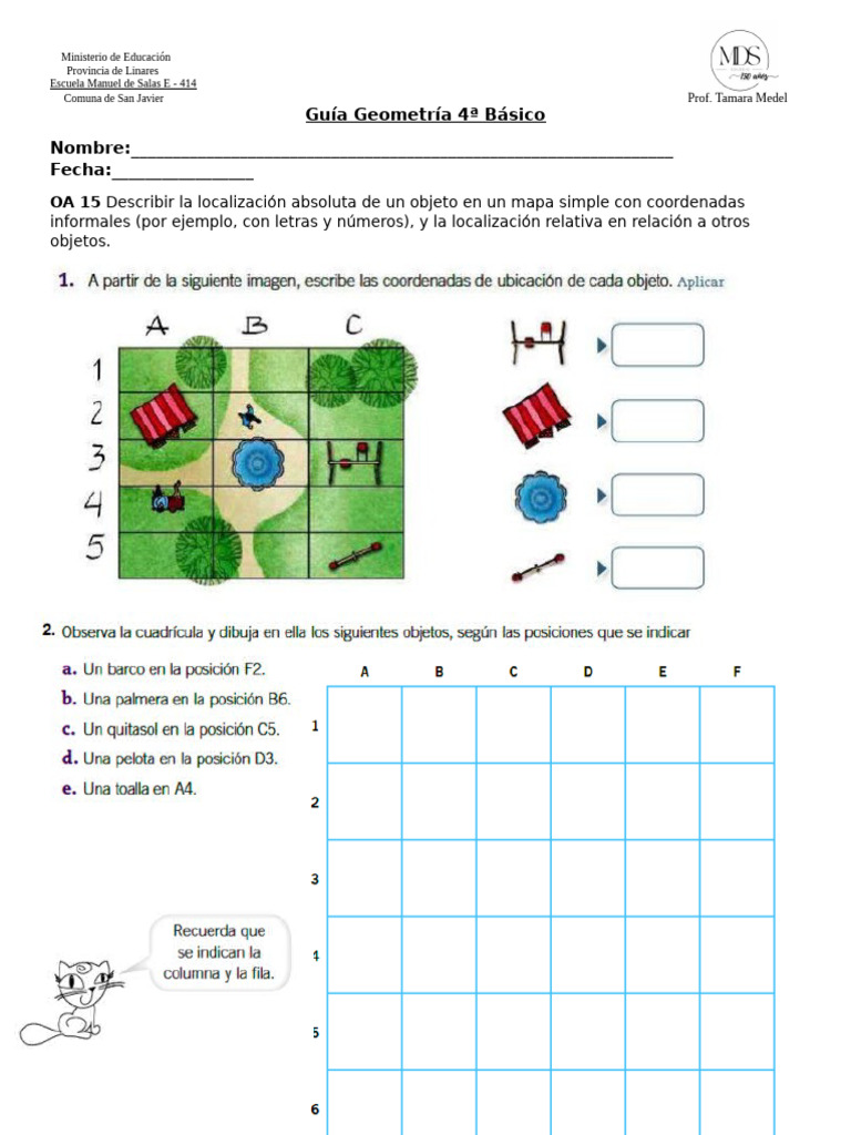 Localización Absoluta y Relativa Guía Geometría 4 Básico | PDF