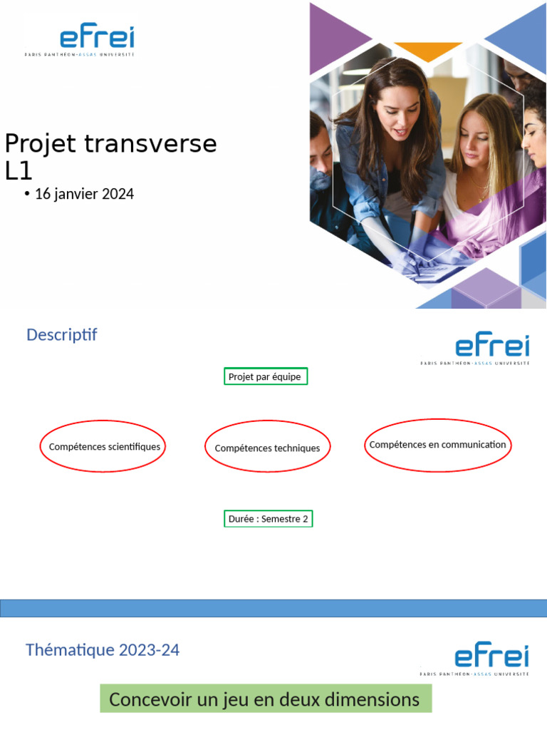 Présenantion Projet Transverse L1 Janv 2024 | PDF