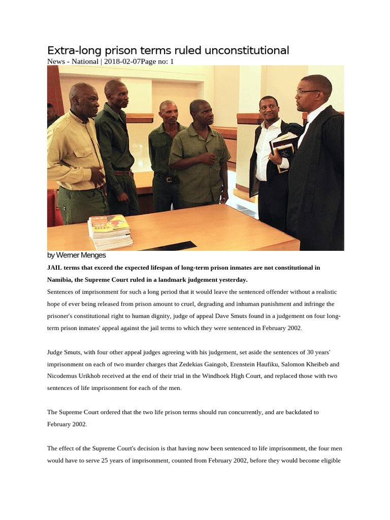 Article For Session 3 Extra Long Sentences Unconstitutional | PDF