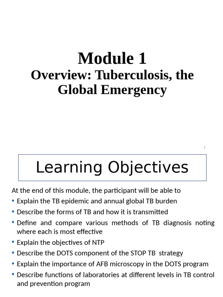 Module 1 Overview Tuberculosis The Global Emergency | PDF ...