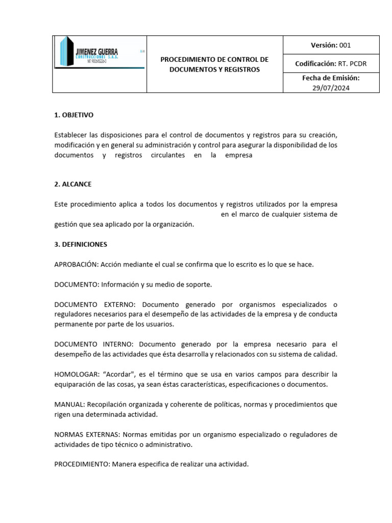 Procedimiento Control de Documentos y Registros | PDF | Business | Informática
