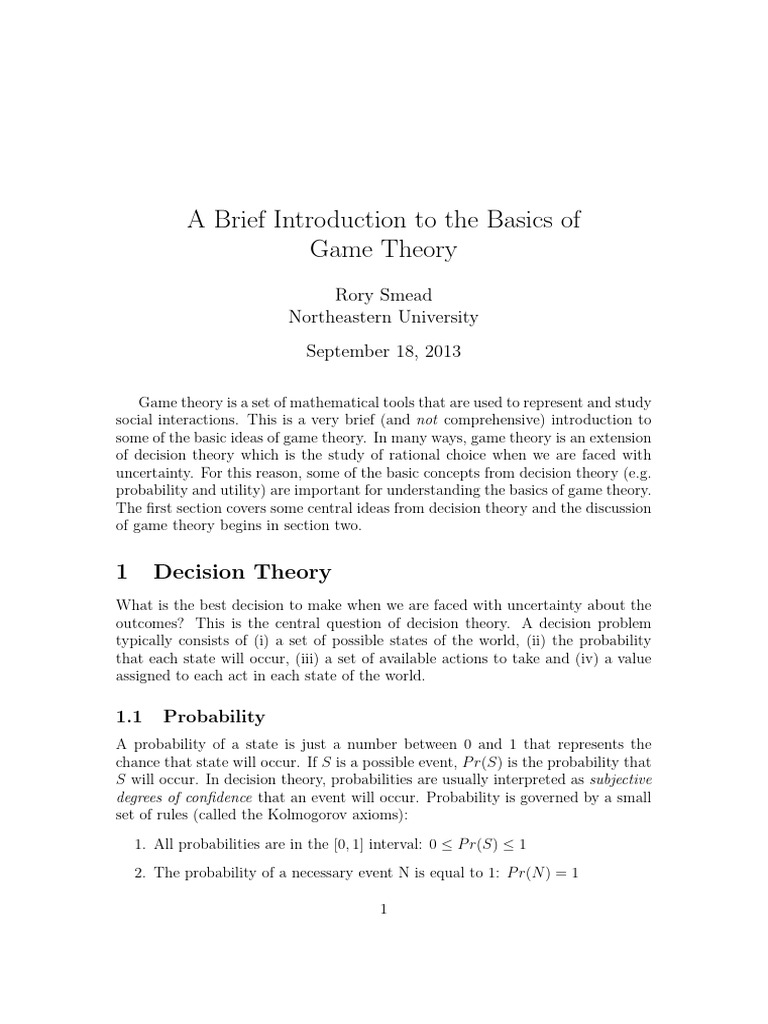 Game Theory Basics | PDF
