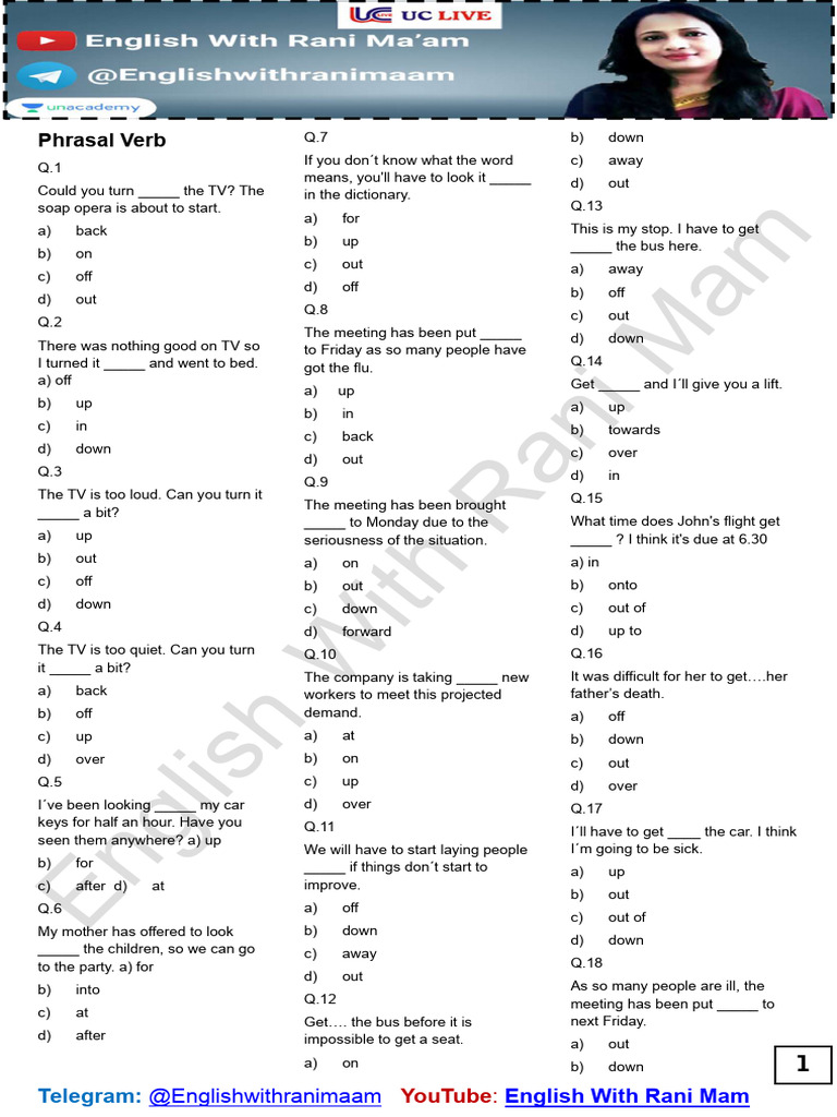 Phrasal Verb Test | PDF