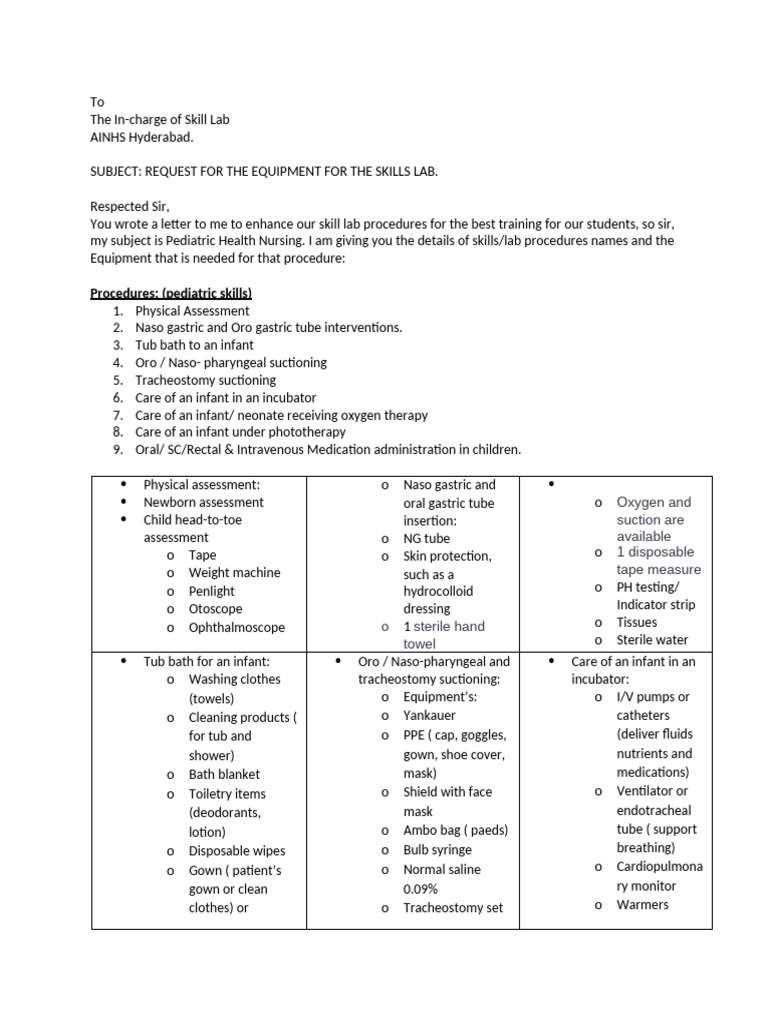 Letter Paeds Skills | PDF