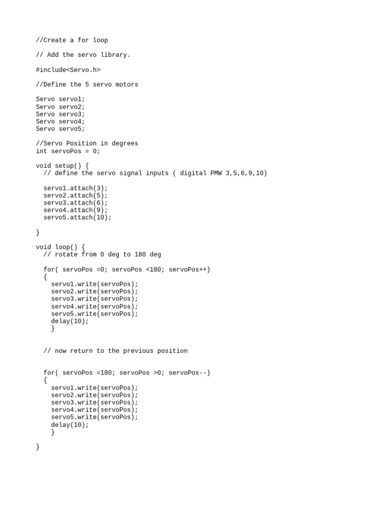 Sketch 5 Servo Motors | PDF