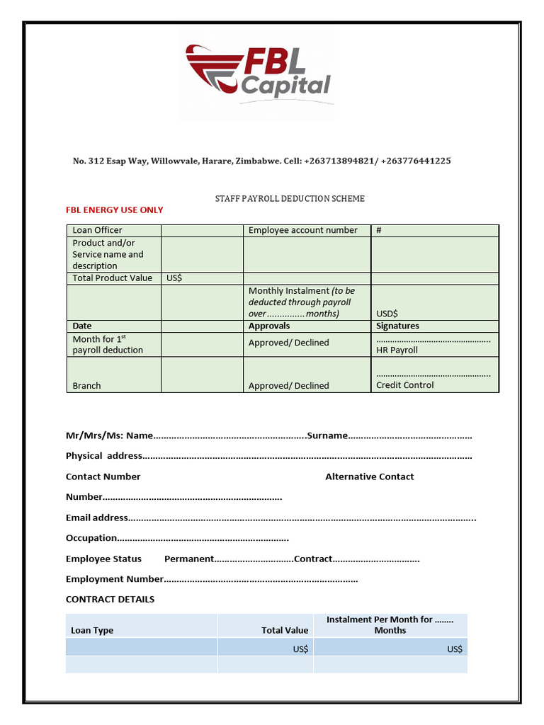 FBL Energy Staff Credit Application Form | PDF