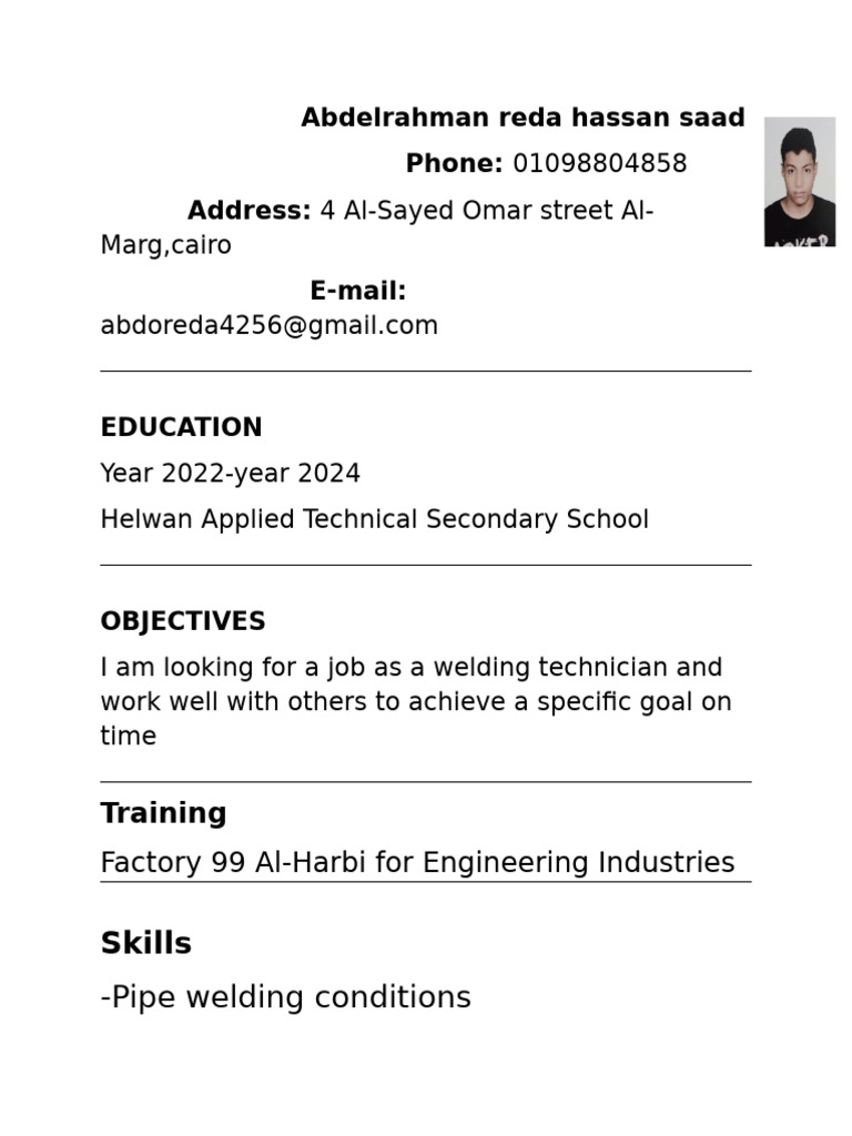 Abdelrahman Reda CV | PDF