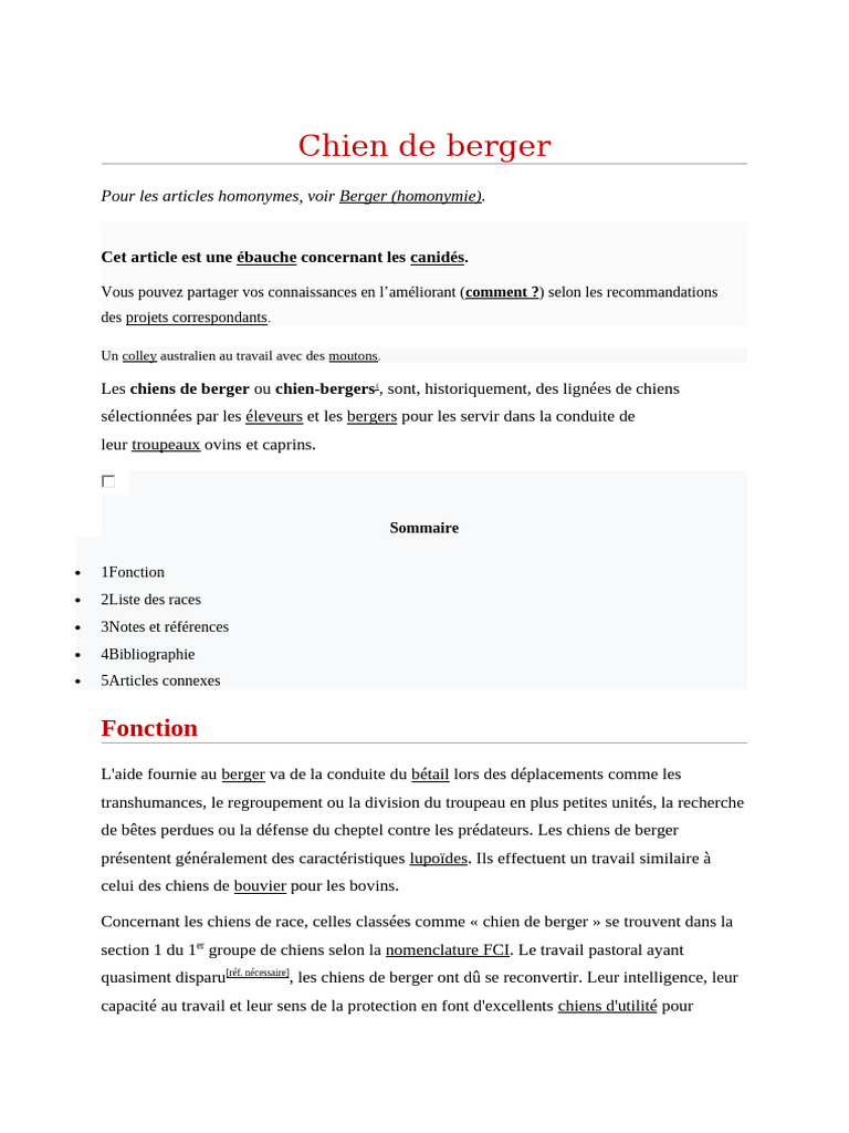 Chien de Berger | PDF