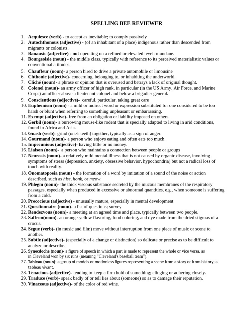 Spelling Bee Reviewer | PDF