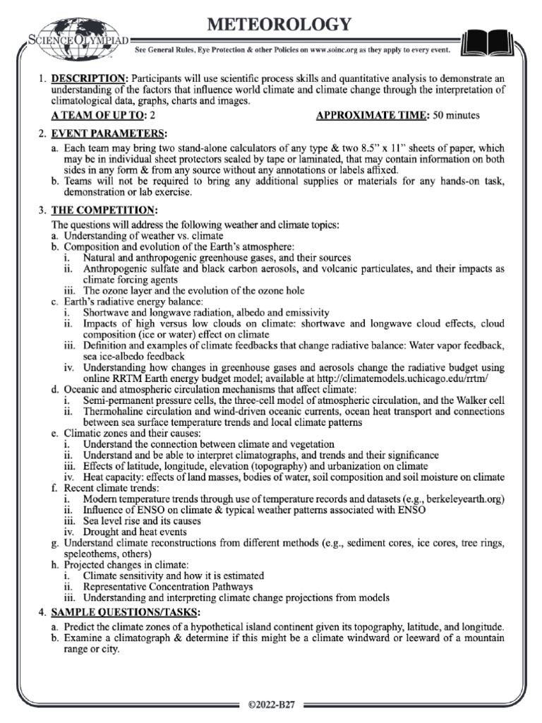 Meteorology Div B Rules 2022 | PDF