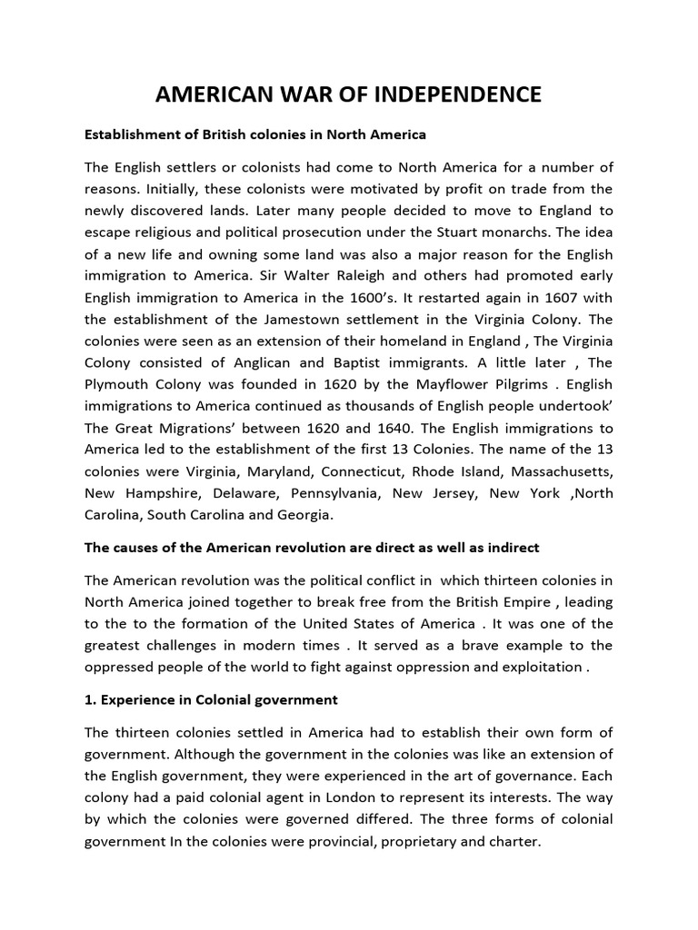 American War - of Independence | PDF | Thirteen Colonies | British ...