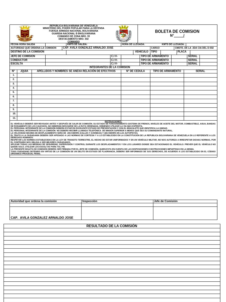 Boleta de Comision | PDF