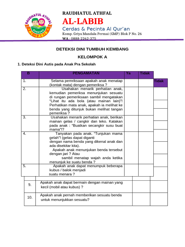 Kuisioner DDTK | PDF