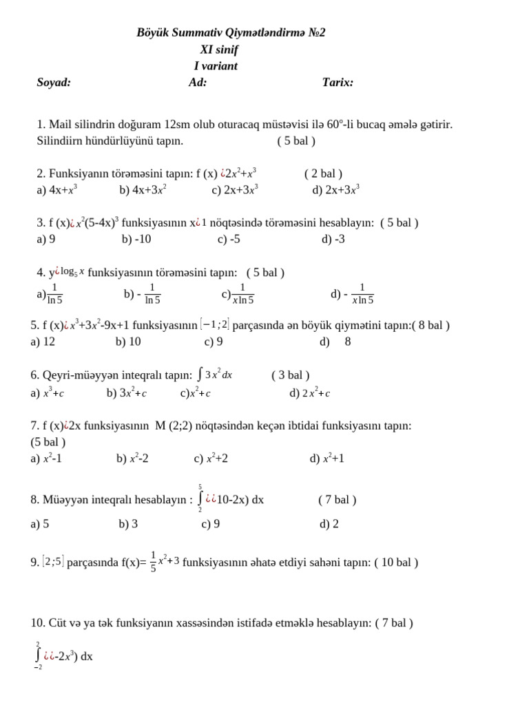 BSQ 2 11-Ci Sinif 2021 | PDF