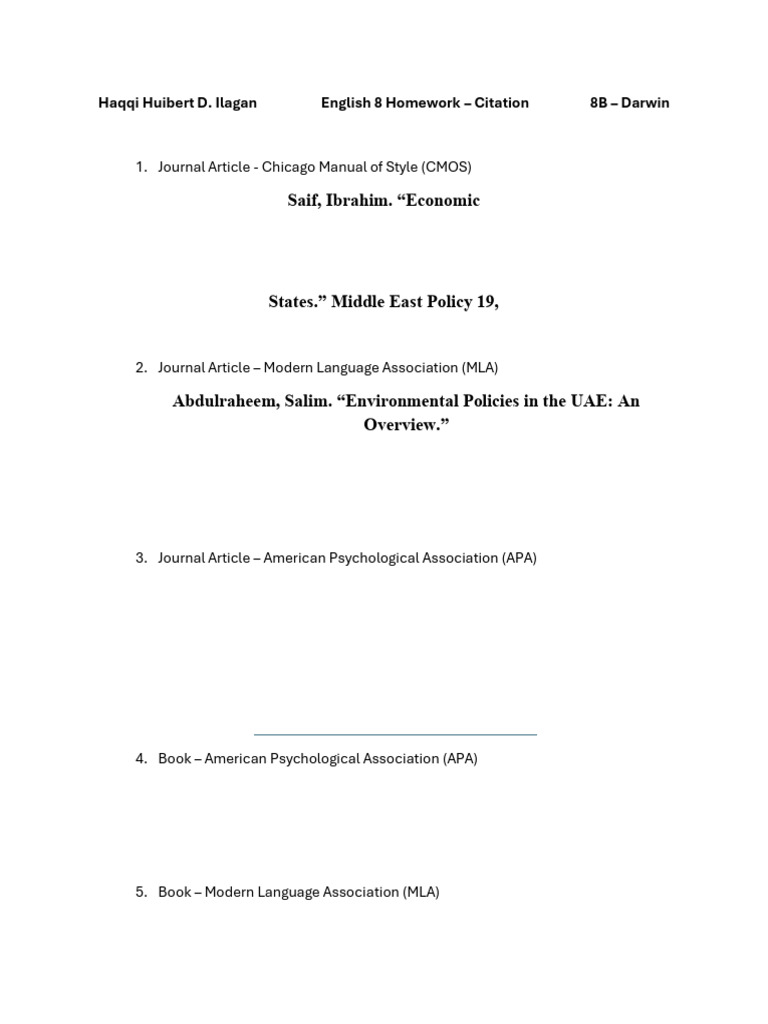 Haqqi Ilagan - English 8B - Citation | PDF