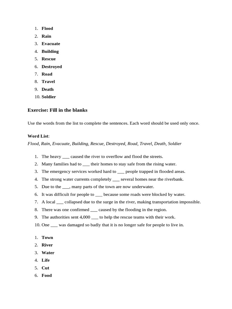 Flood Vocabulary | PDF
