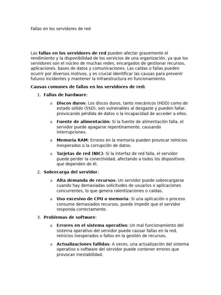 Fallas en Los Servidores de Red 5 | PDF | Servidor (Computación) | Negocios